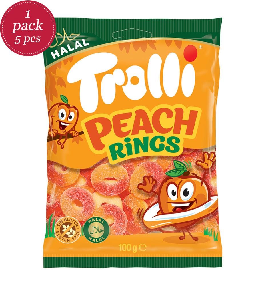 Trolli Halal Peach Rings - 5 x 100 g | DeinDeal