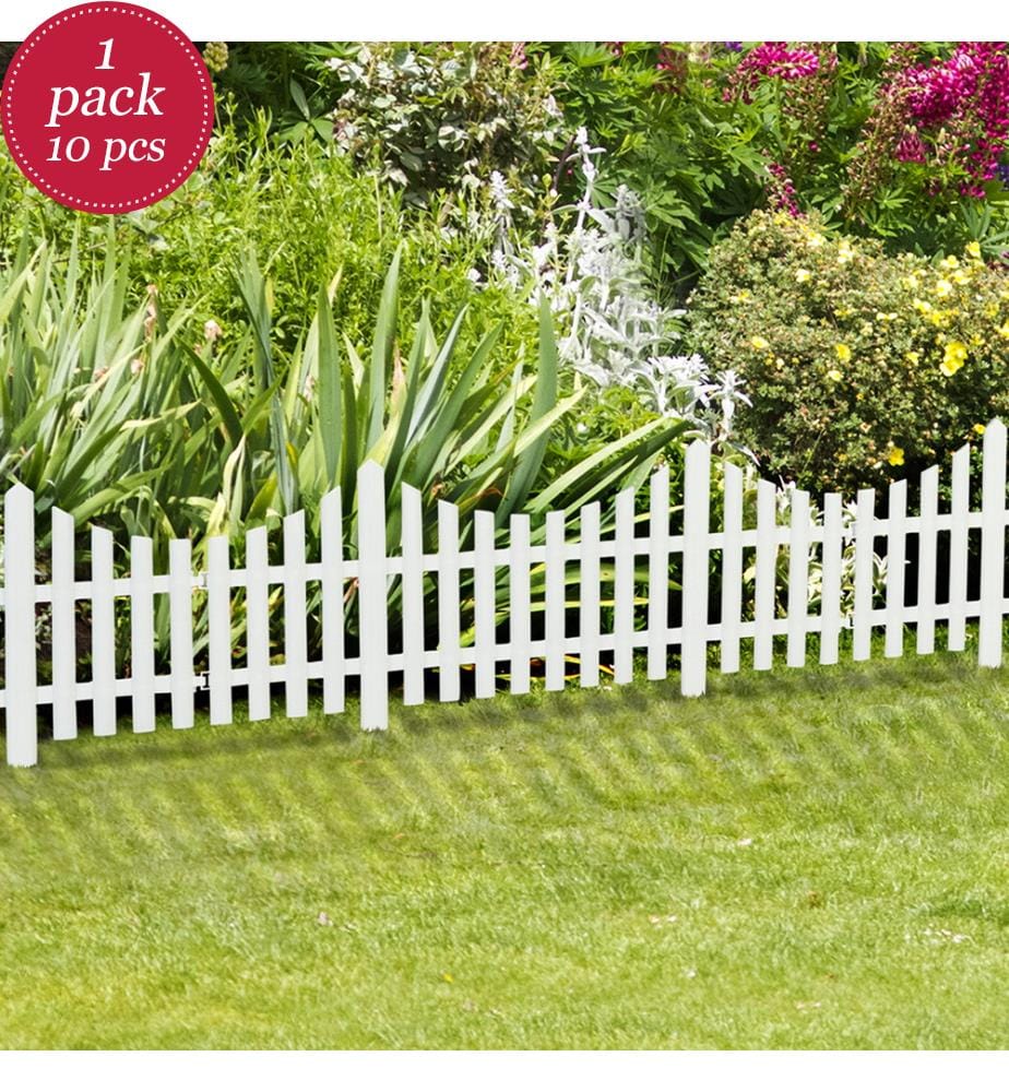 Set of 10 White Plastic Edging Strips - Green | DeinDeal