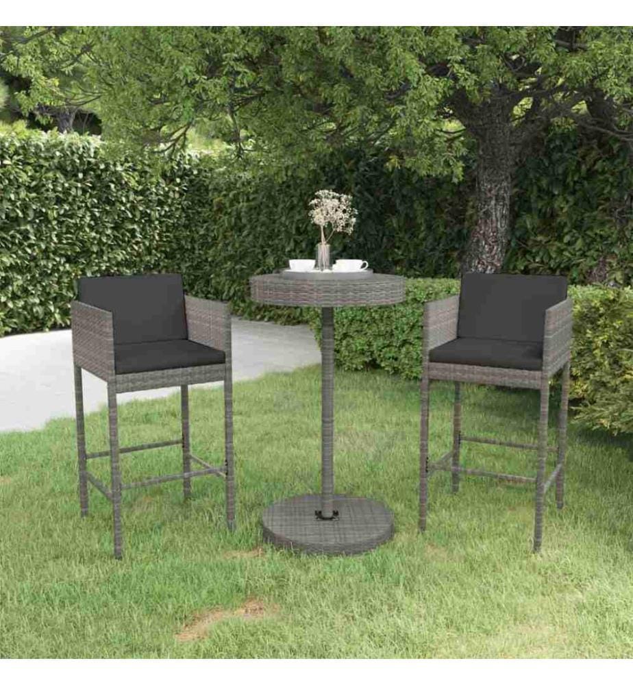 Ensemble de bar de jardin 3 pcs et coussins Rési… | DeinDeal