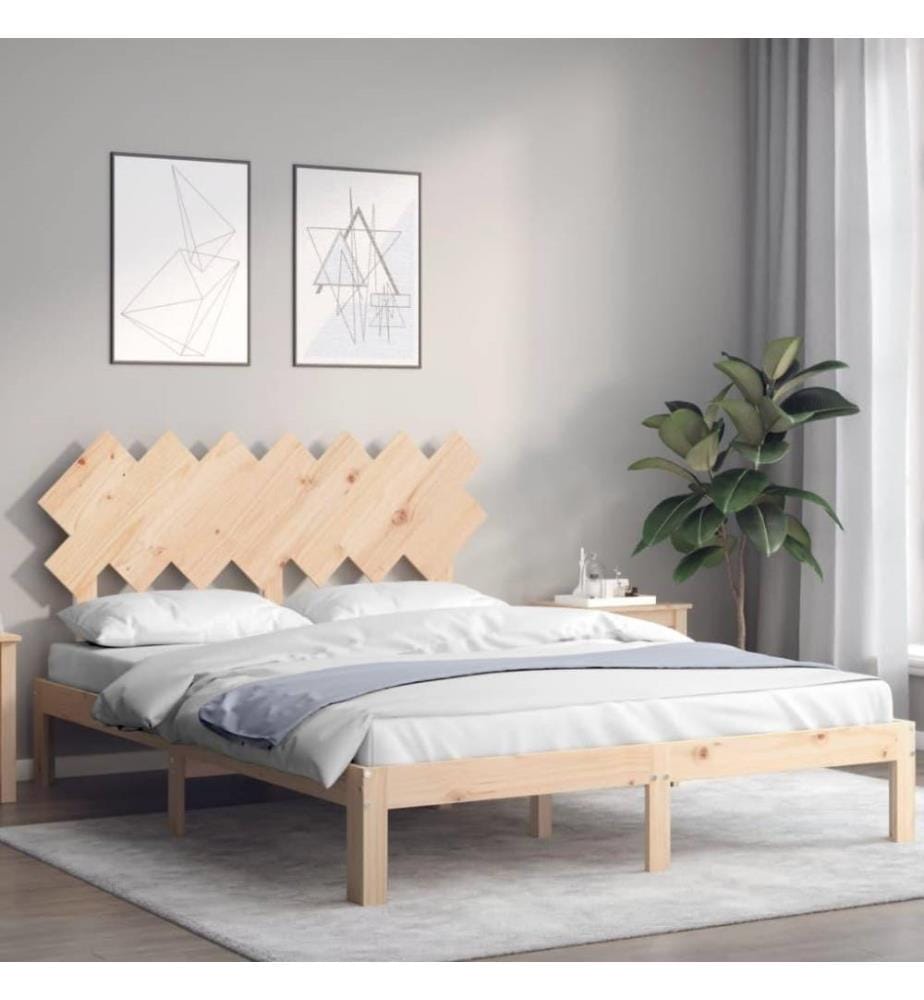 Cadre de lit avec tête de lit 140x200 cm bois ma… | DeinDeal