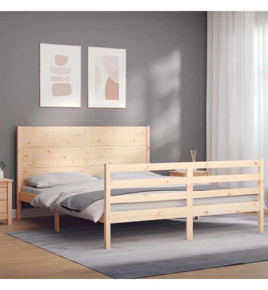 Cadre de lit avec tête de lit 160x200 cm bois ma… | DeinDeal