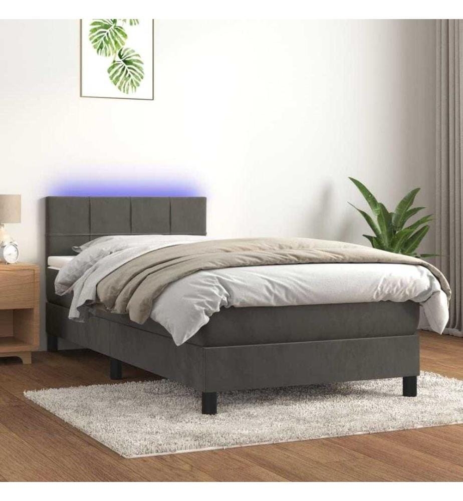 Vidaxl Boxspringbett mit Matratze & LED Dunkelgr… | DeinDeal