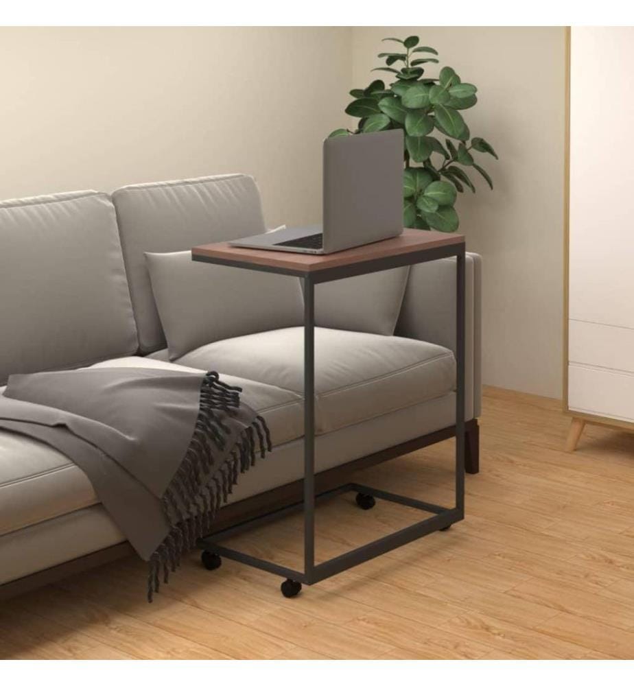 Table d'appoint avec roues Noir 55x35x70 cm Bois… | DeinDeal