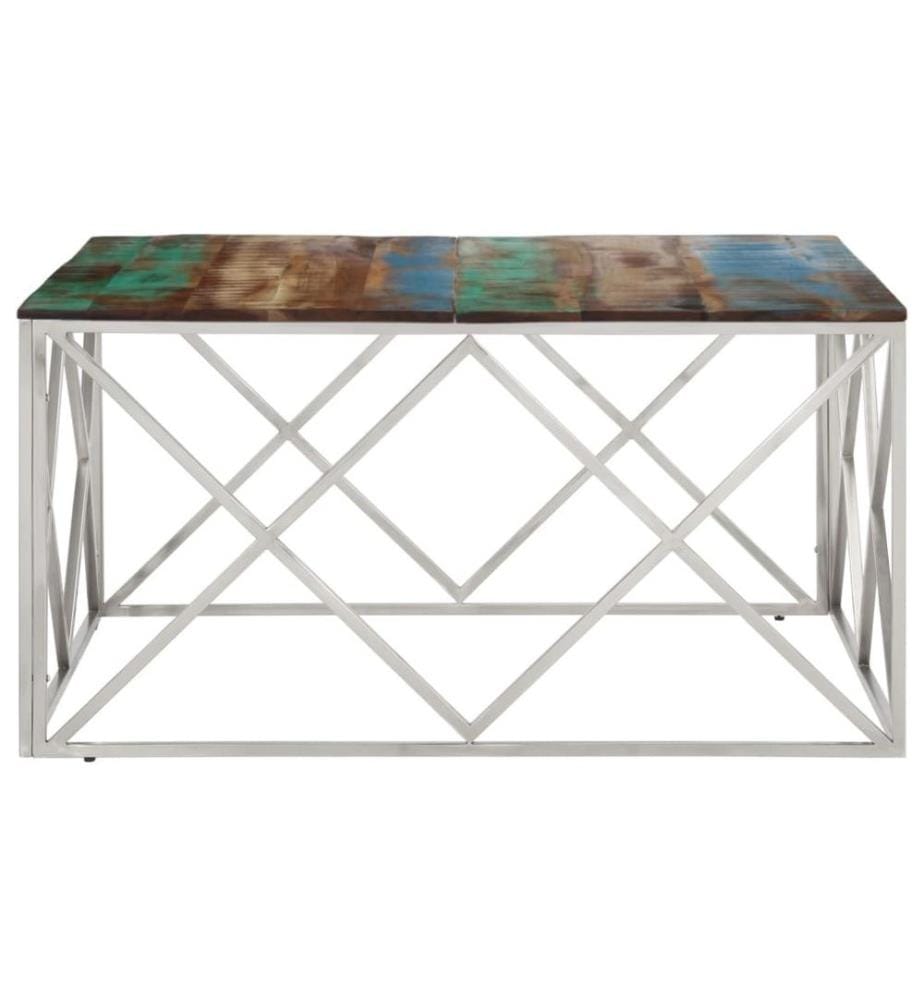 Vidaxl Couchtisch Silbern Edelstahl und Altholz … | DeinDeal