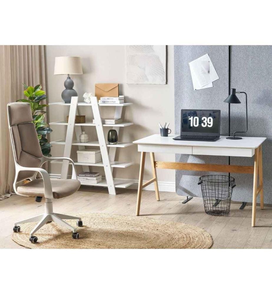 Set de Bureau Blanc et Bois Clair en Panneaux de… | DeinDeal