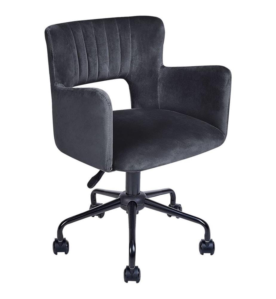 Fauteuil de Bureau Noir en Velours avec Accoudoi… | DeinDeal