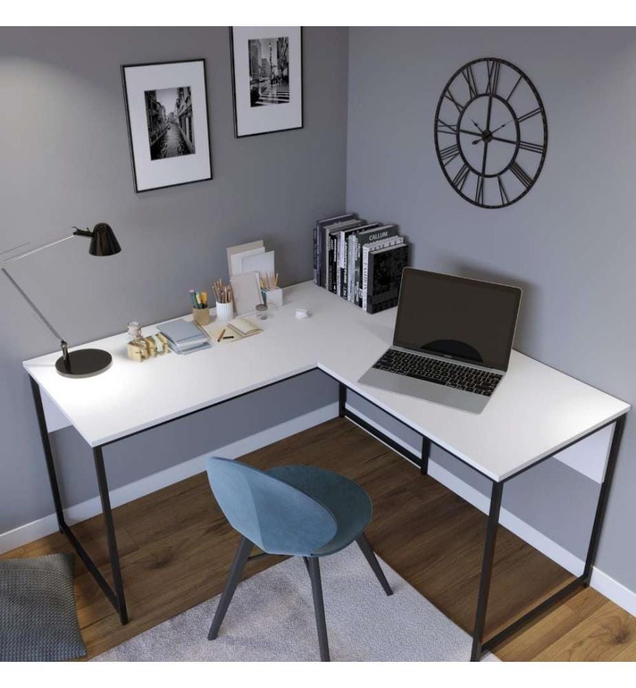 KALUNE DESIGN Study Desk, White, Melamine Coated… | DeinDeal