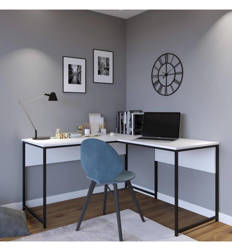 KALUNE DESIGN Study Desk, White, Melamine Coated… | DeinDeal