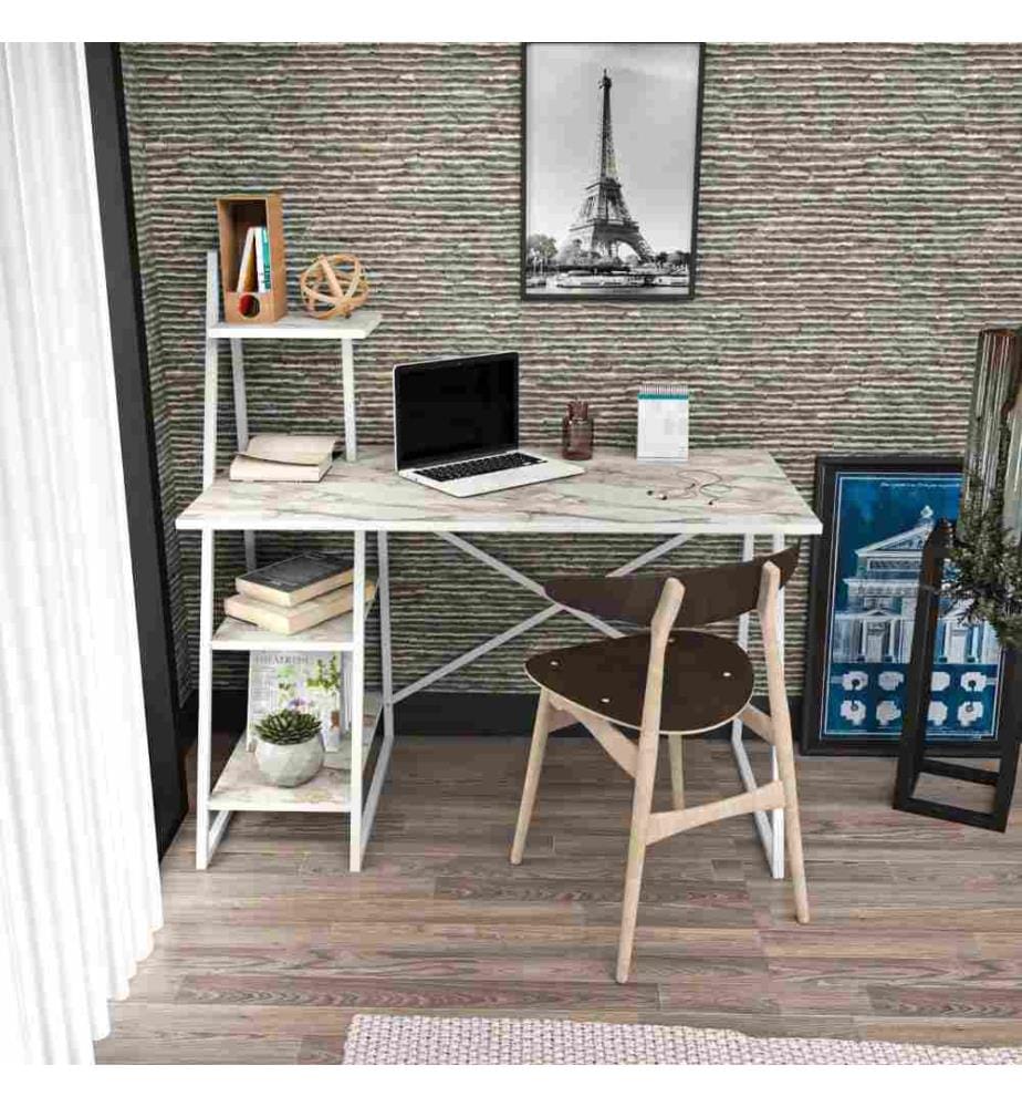 KALUNE DESIGN Study Desk, White, Melamine Coated… | DeinDeal