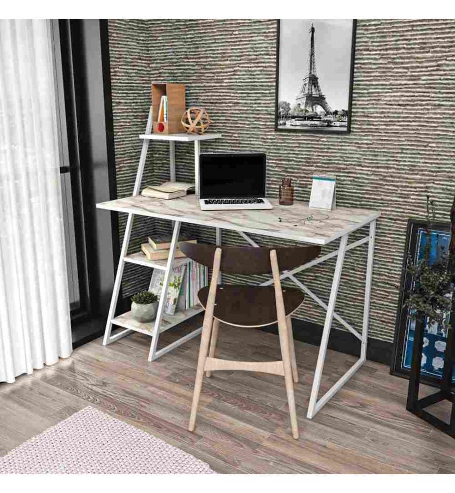 KALUNE DESIGN Study Desk, White, Melamine Coated… | DeinDeal