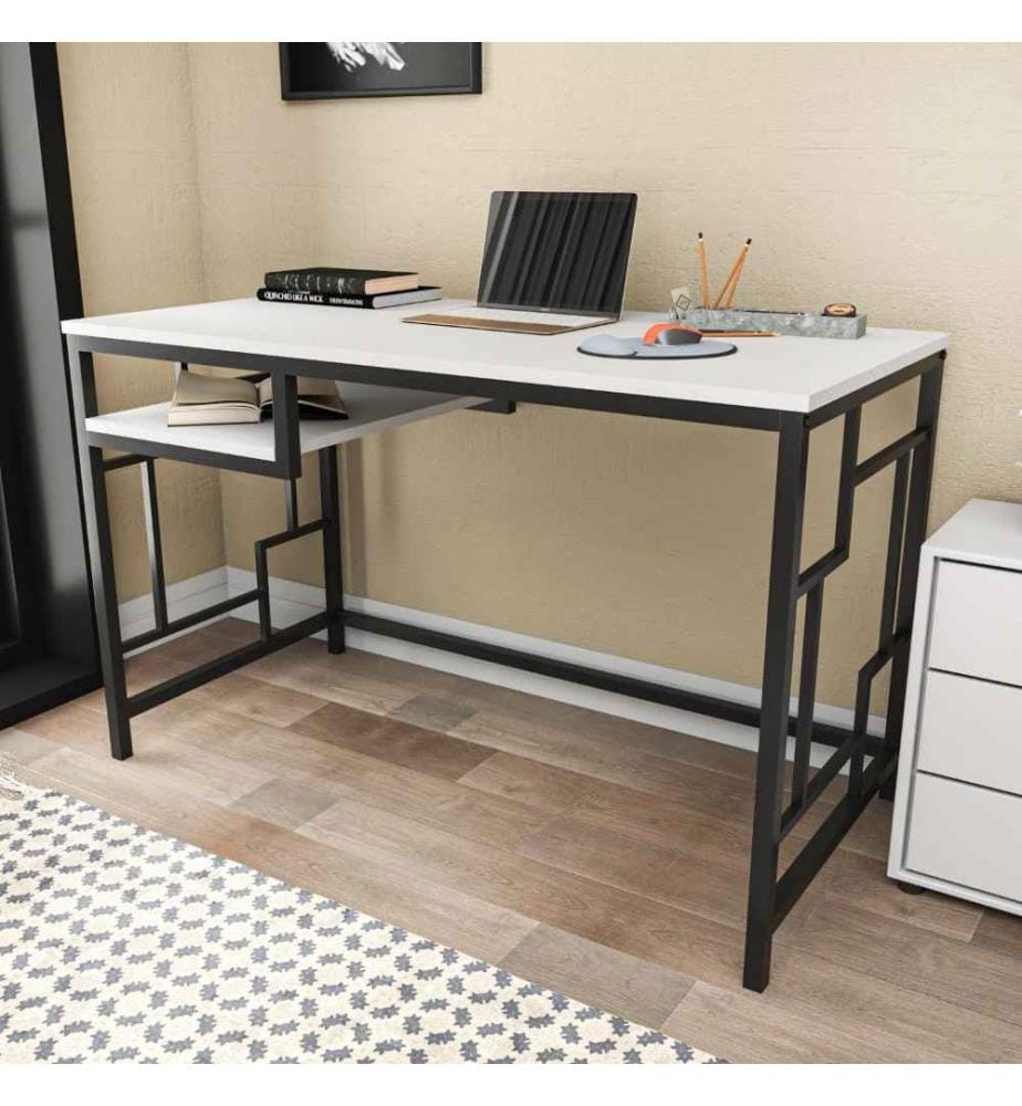 KALUNE DESIGN Study Desk, Black, White, Melamine… | DeinDeal