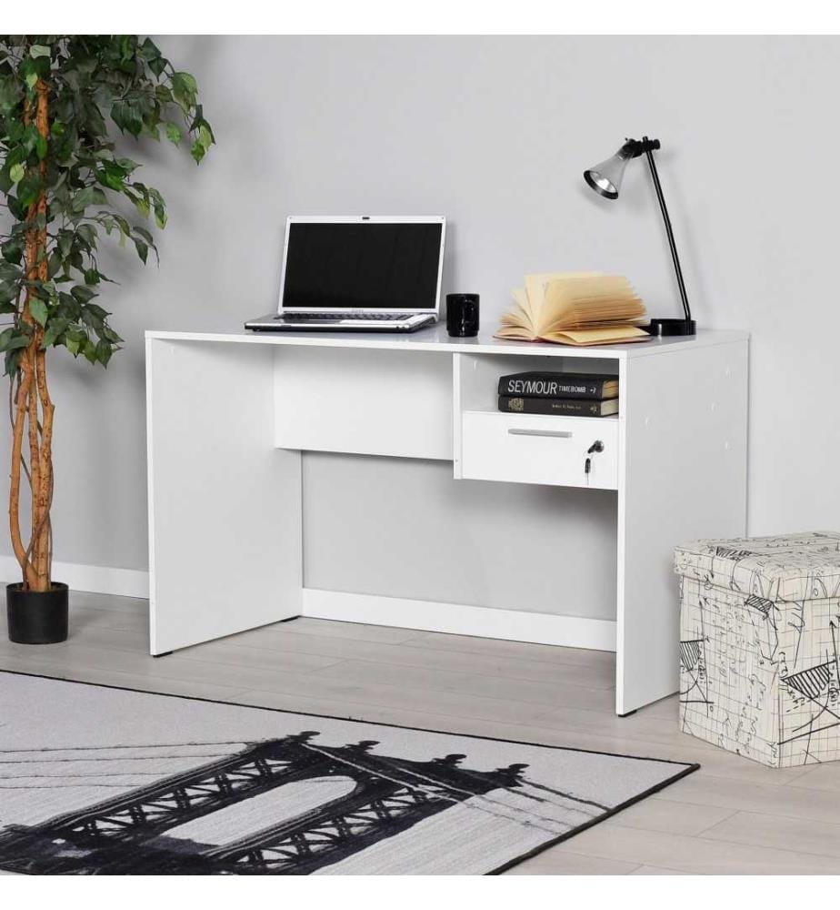 KALUNE DESIGN Study Desk, White, Melamine Coated… | DeinDeal