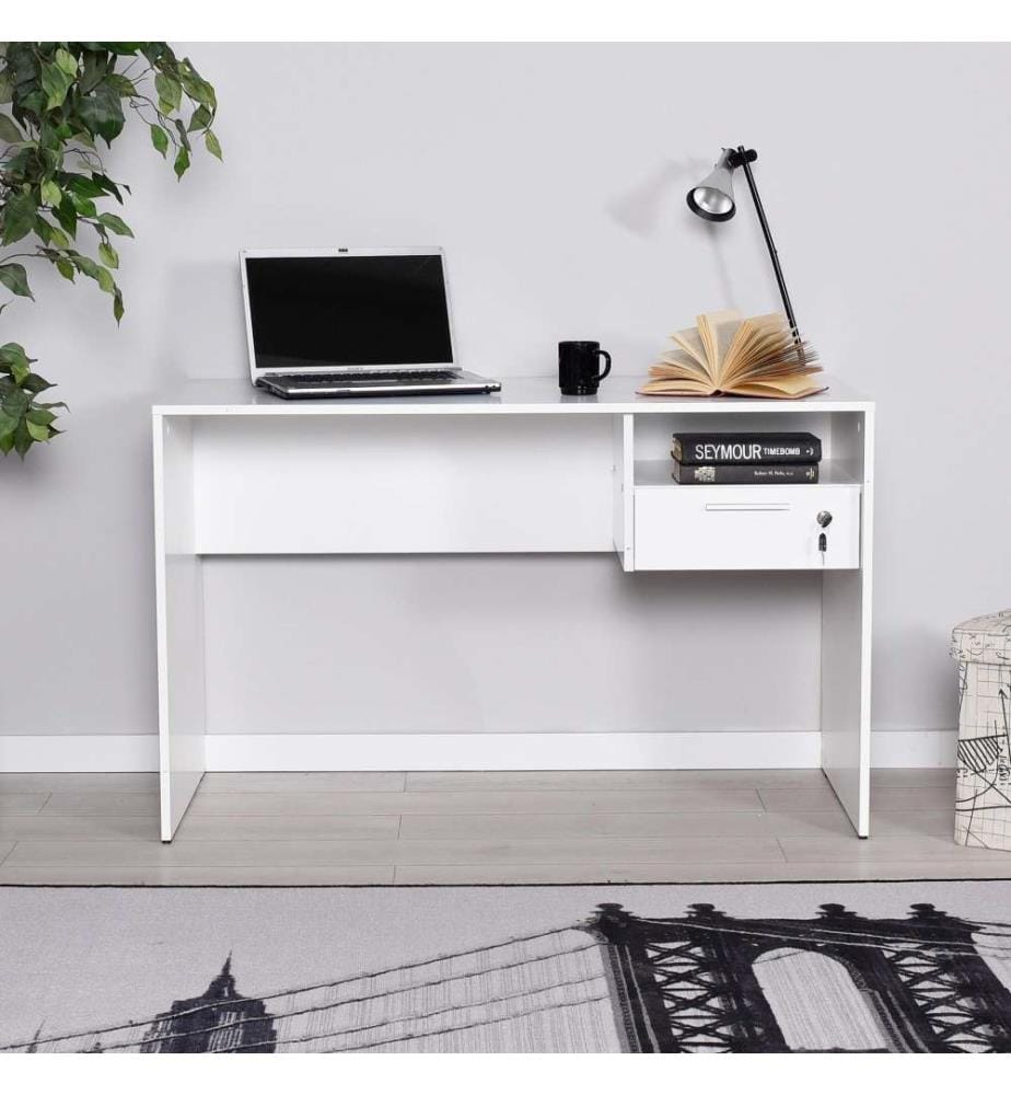 KALUNE DESIGN Study Desk, White, Melamine Coated… | DeinDeal