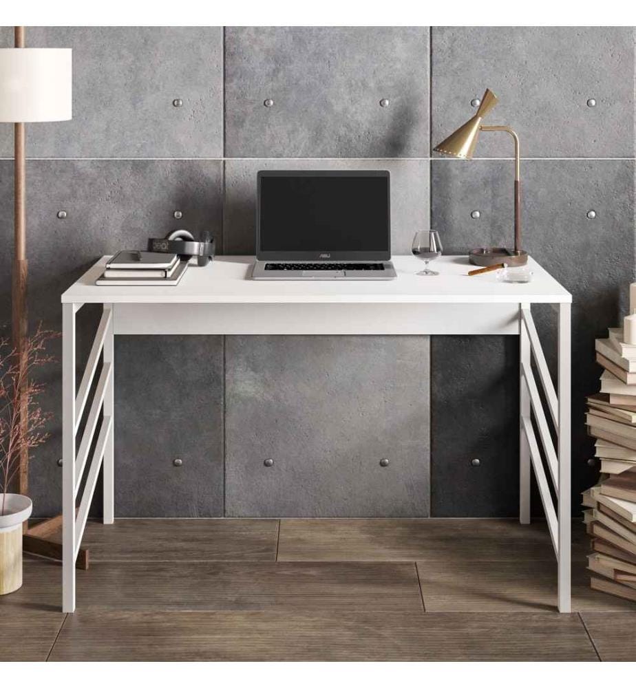 KALUNE DESIGN Study Desk, White, Melamine Coated… | DeinDeal