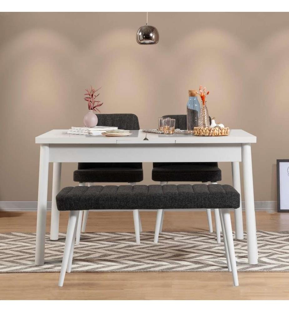 KALUNE DESIGN Tisch & Stühle Set, 4-tlg., Weiss-… | DeinDeal