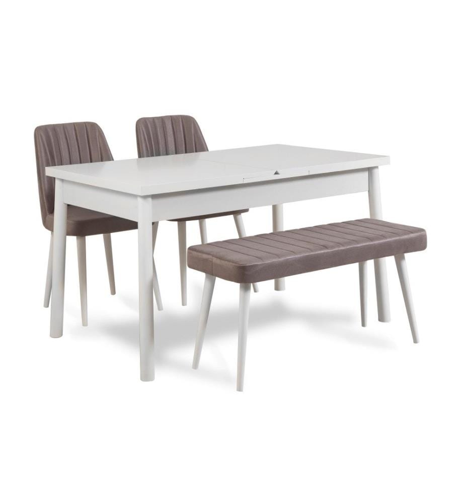 KALUNE DESIGN Table & Chairs Set, 6 Pieces, Whit… | DeinDeal