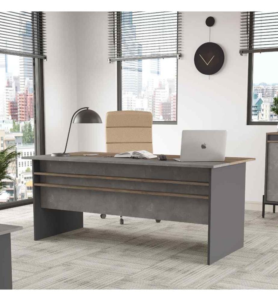 KALUNE DESIGN Study Desk, Brown Grey Anthracite,… | DeinDeal