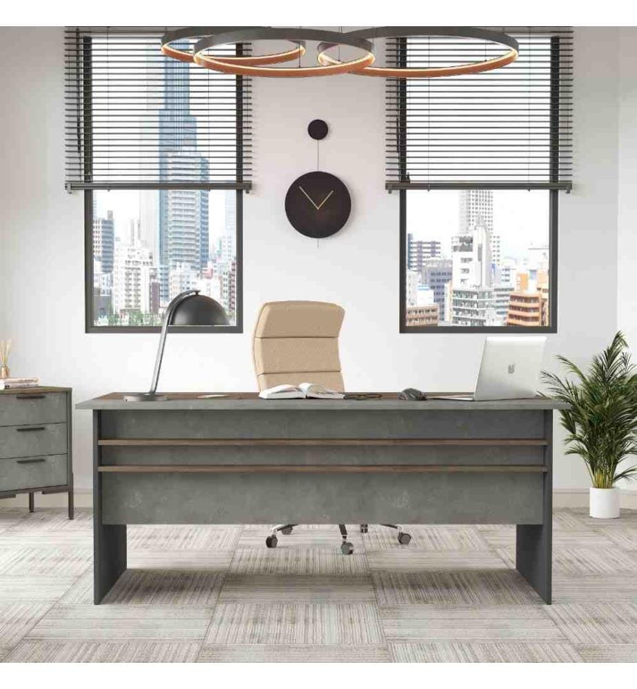 KALUNE DESIGN Study Desk, Brown Grey Anthracite,… | DeinDeal