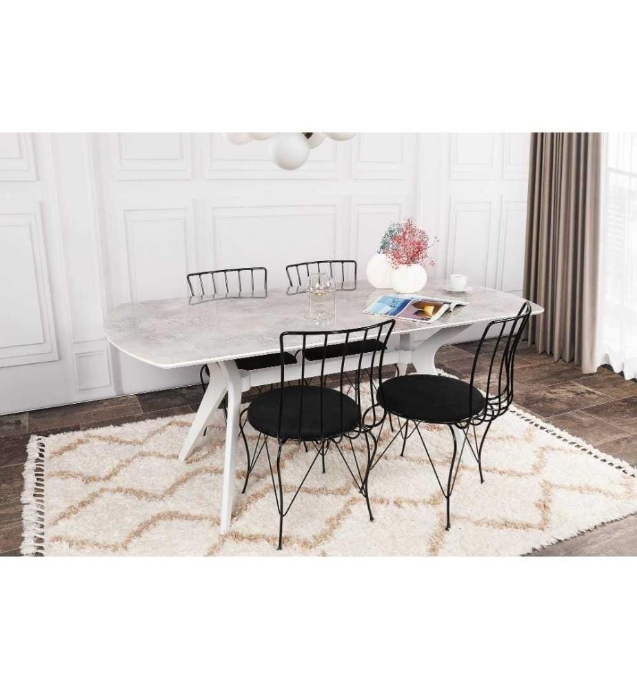 KALUNE DESIGN Dining Table, White, MDF, Plastic … | DeinDeal