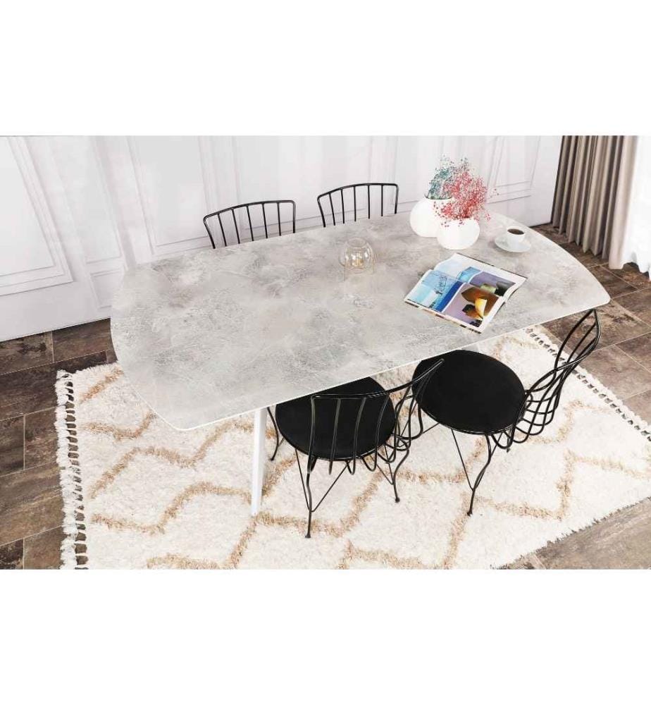 KALUNE DESIGN Dining Table, White, MDF, Plastic … | DeinDeal