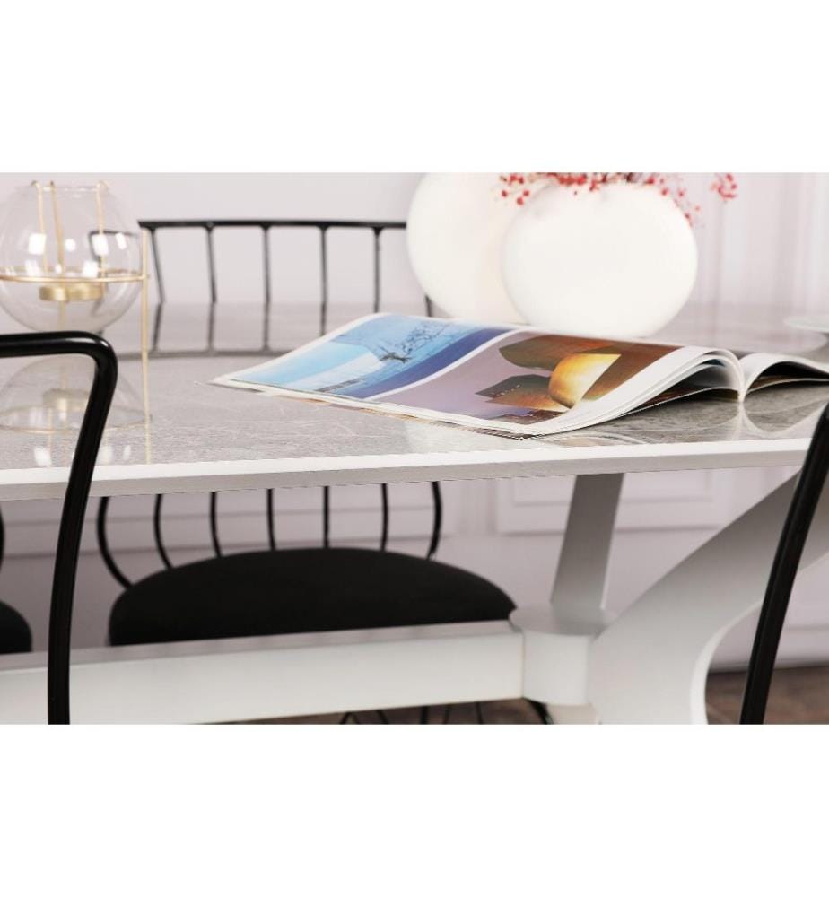 KALUNE DESIGN Dining Table, White, MDF, Plastic … | DeinDeal