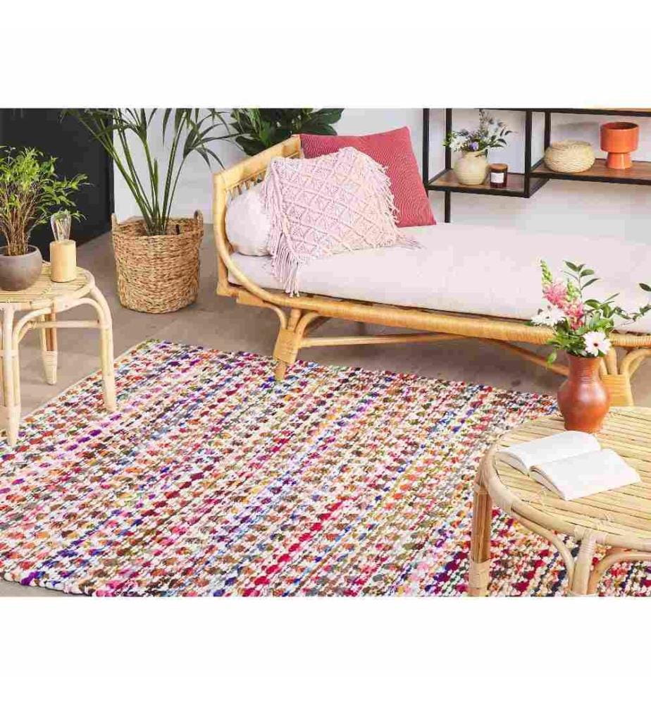 Beliani Teppich Bunt Baumwolle 160 x 230 cm Kurz… | DeinDeal
