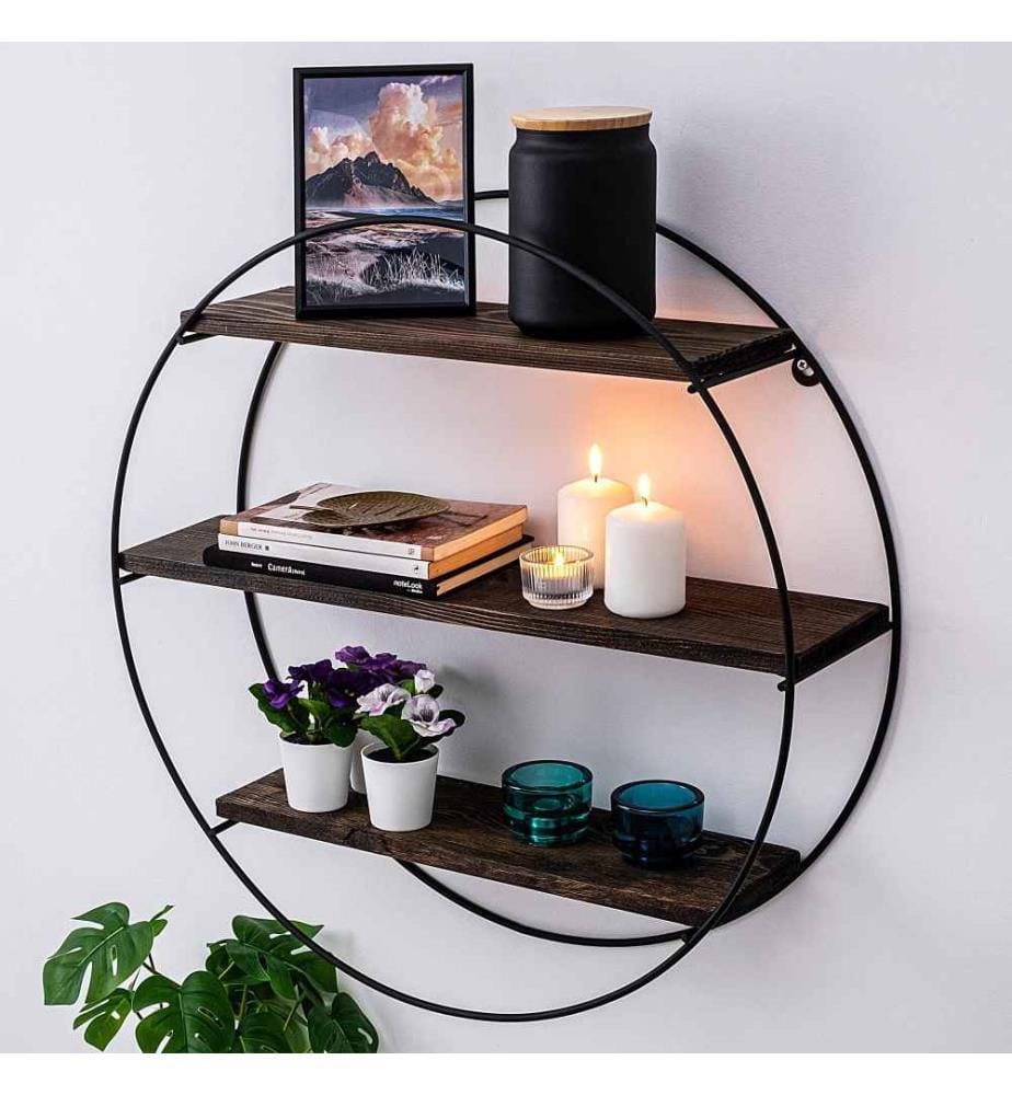 KALUNE DESIGN Wandregal, Schwarz, Walnuss, Ficht… | DeinDeal