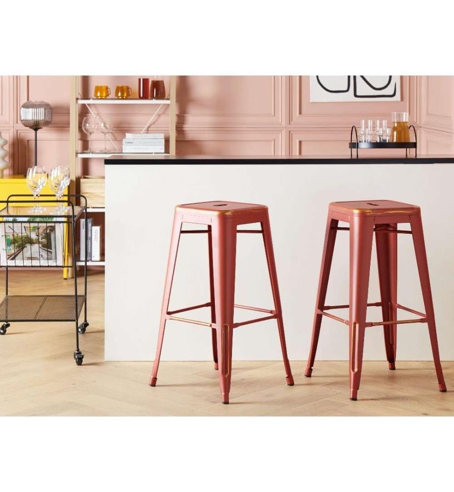 Beliani Barhocker 2er Set Rot und Gold Metall 76… | DeinDeal