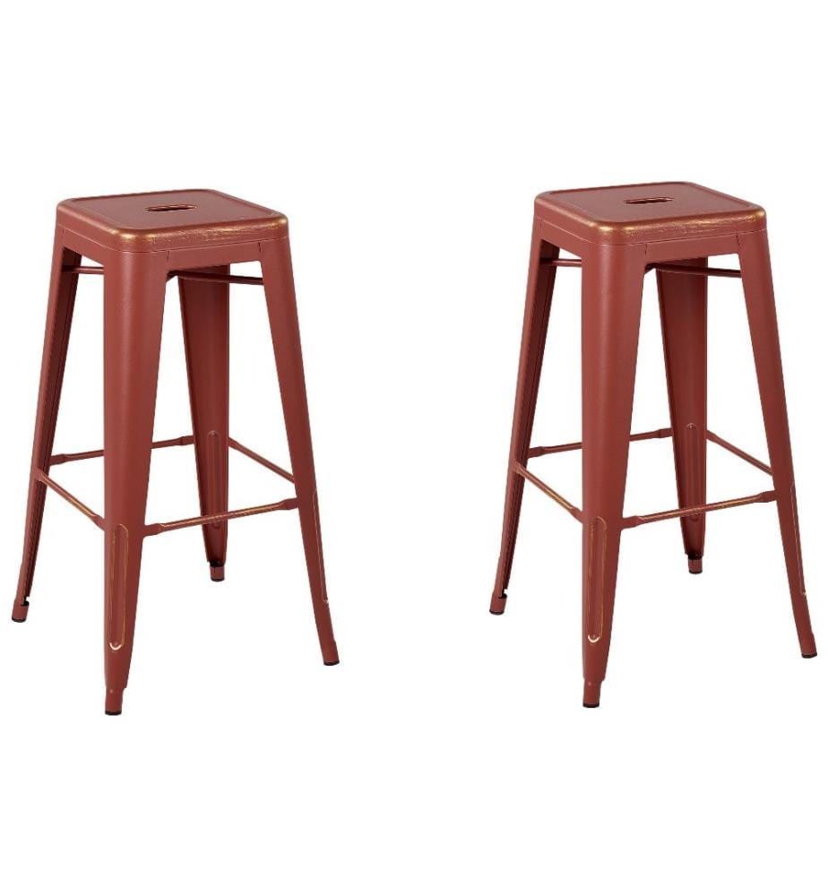 Beliani Barhocker 2er Set Rot und Gold Metall 76… | DeinDeal