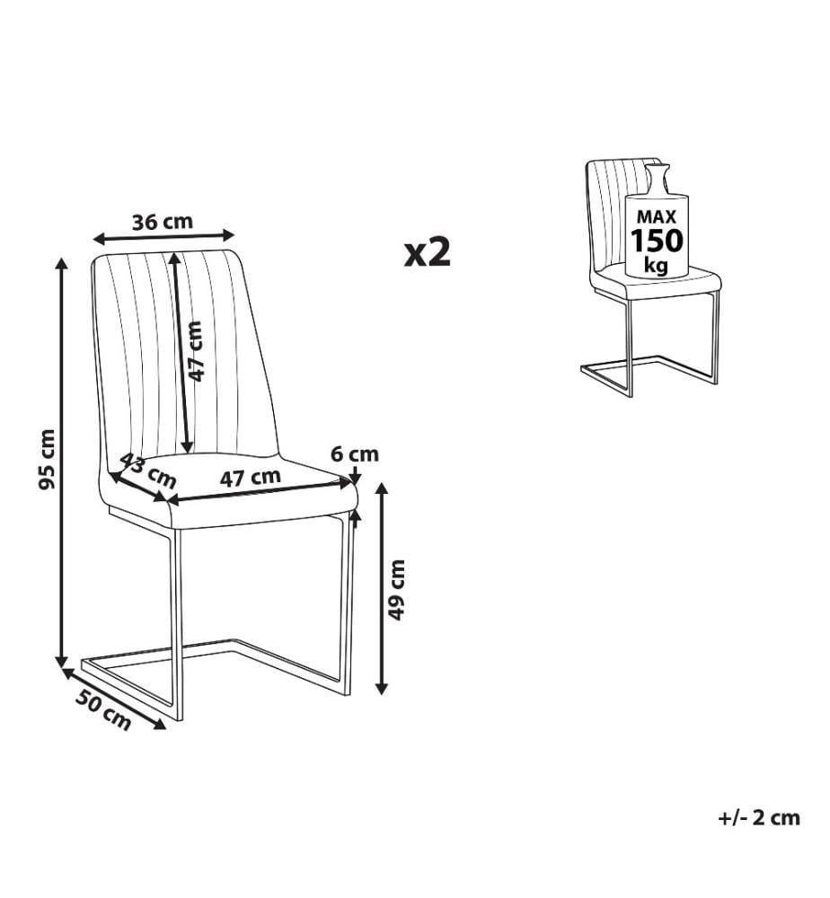 Beliani Freischwinger Stuhl 2er Set Blau Samtsto… | DeinDeal