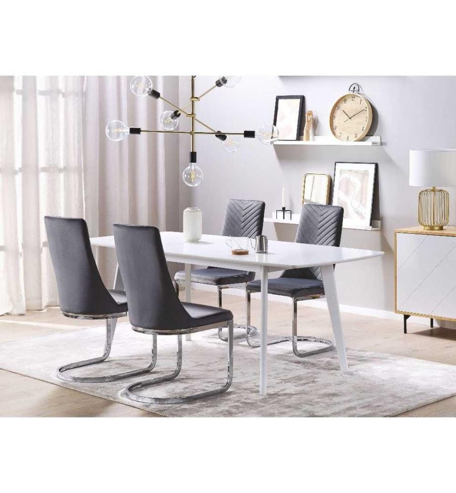 Beliani Freischwinger Stuhl 2er Set Grau Samtsto… | DeinDeal