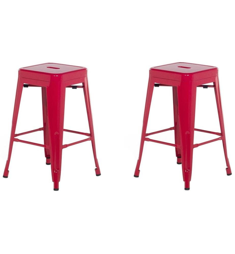Beliani Trendy Barhocker 2er Set Rot Metall 60 c… | DeinDeal