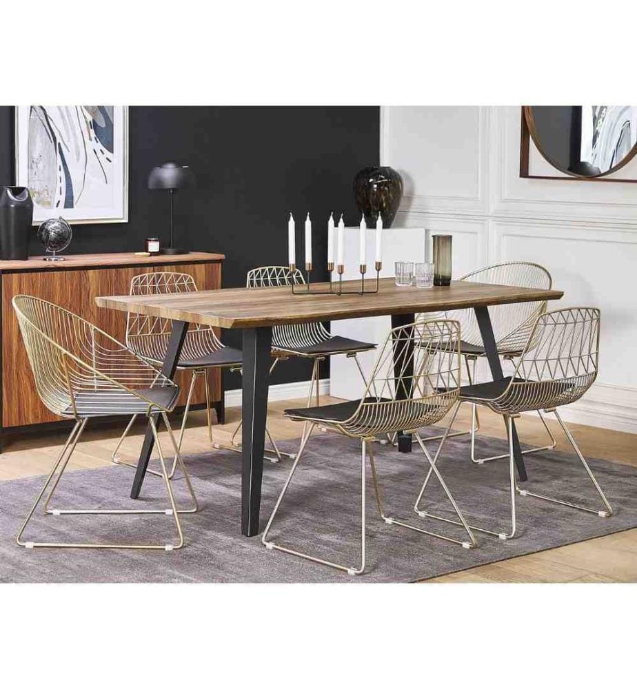 Lot 2 Chaises Industrielles en Métal Doré Assie … | DeinDeal