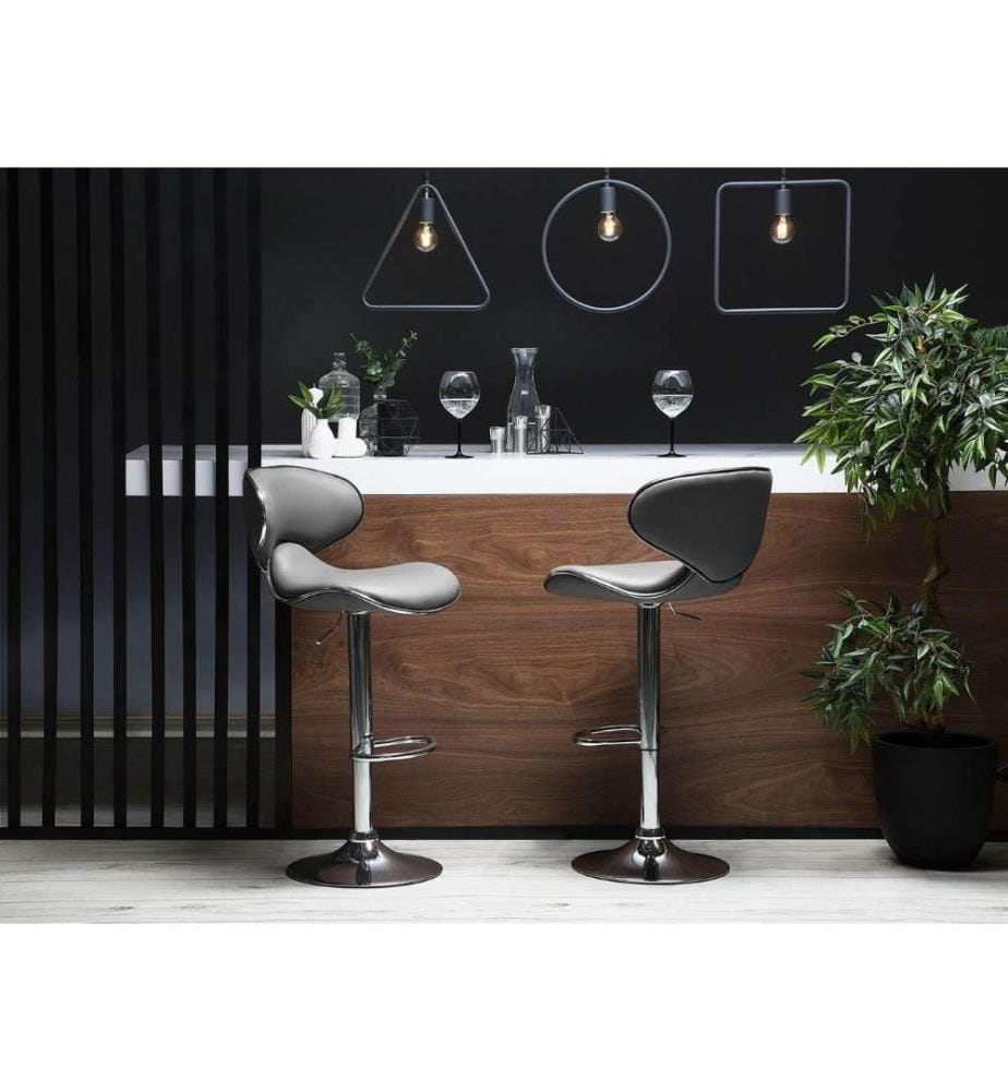 Beliani Trendy Barhocker 2er Set Grau Kunstleder… | DeinDeal