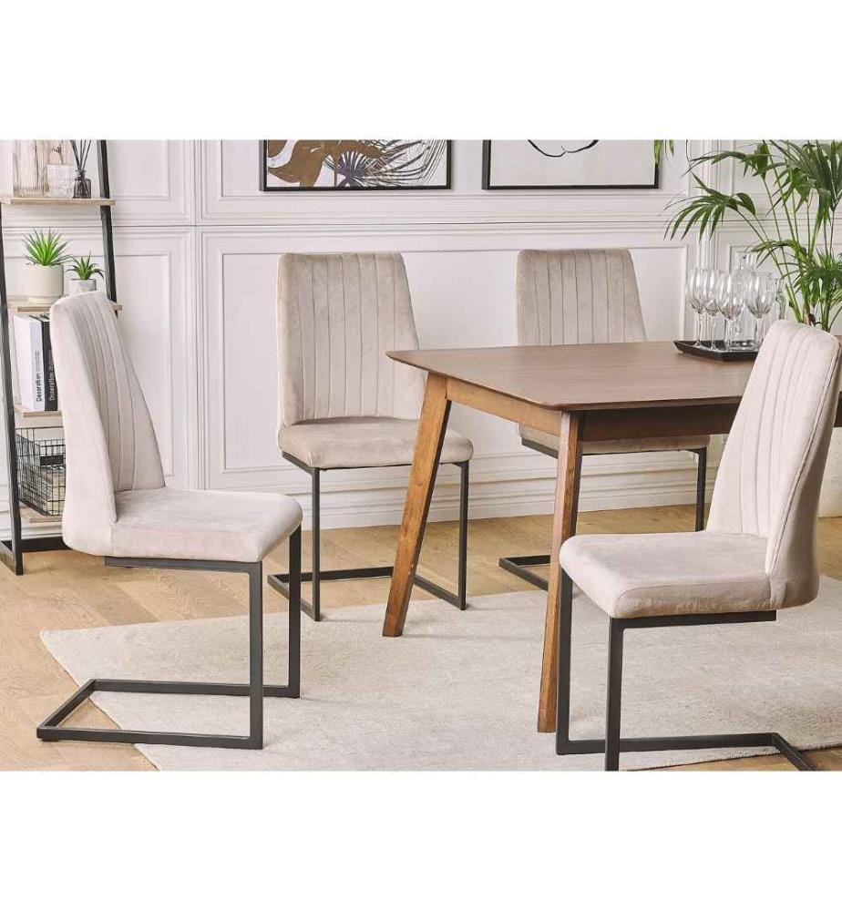 Beliani Freischwinger Stuhl 2er Set Grau Samtsto… | DeinDeal