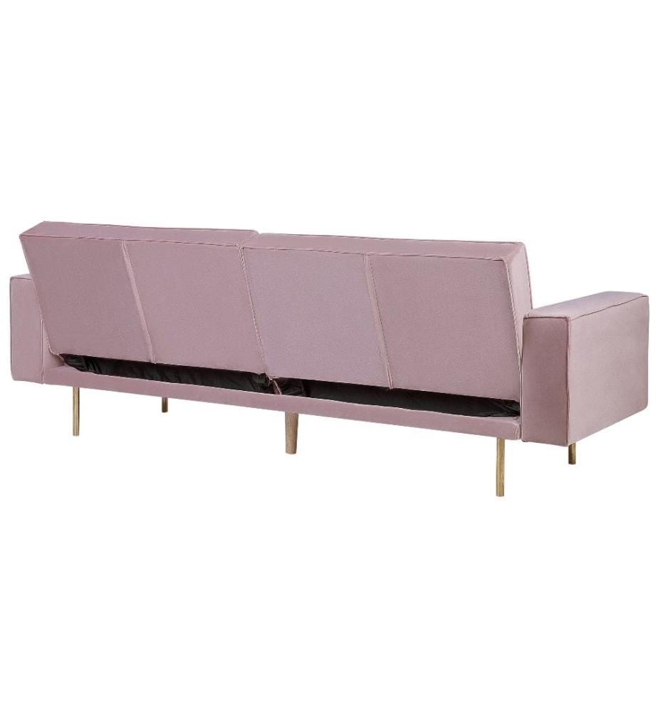 Canapé Clic-Clac en Velours Rose avec Fonction L… | DeinDeal