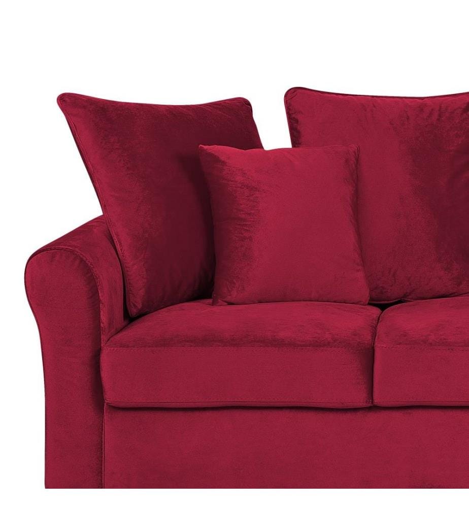Canapé Fixe 3 Places en Velours Rouge Foncé au D… | DeinDeal