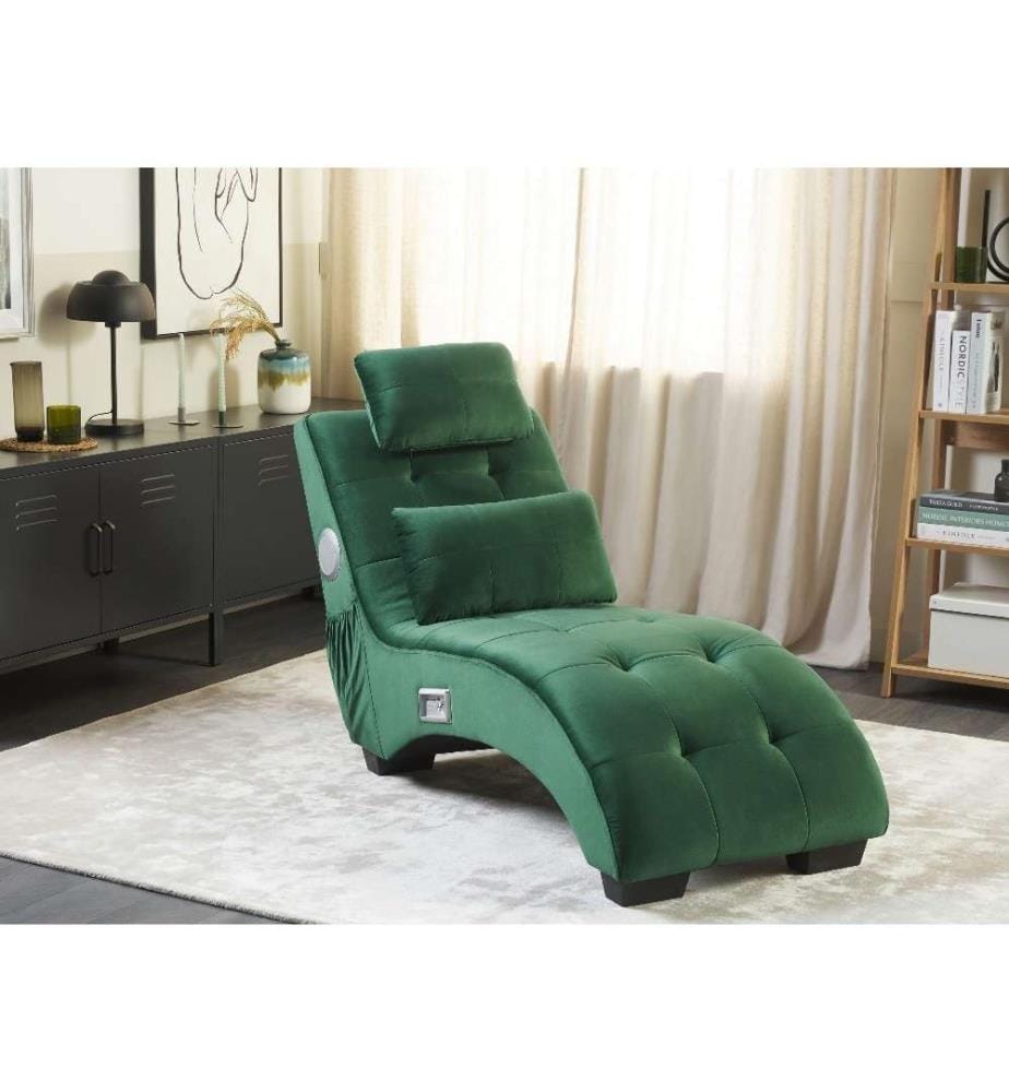 Chaise Longue Méridienne Verte en Velours Capito… | DeinDeal