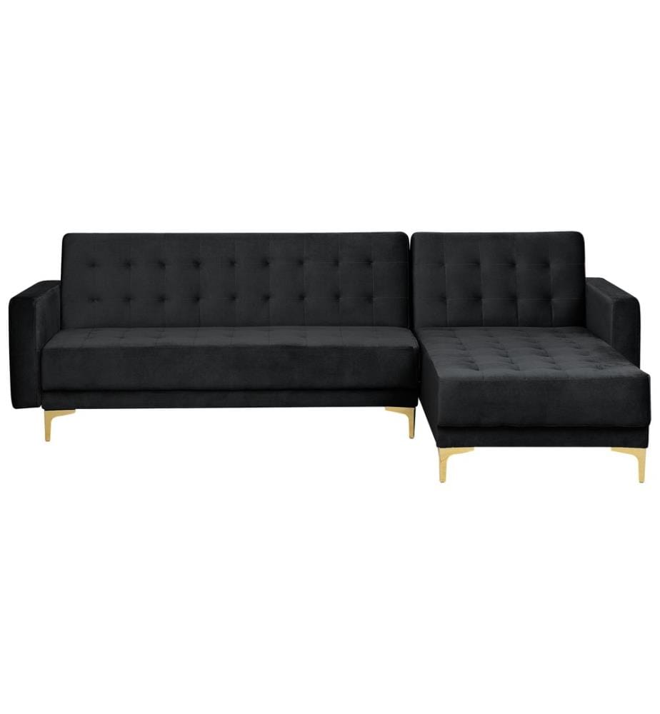 Canapé d'Angle Noir en Velours Convertible et Mo… | DeinDeal
