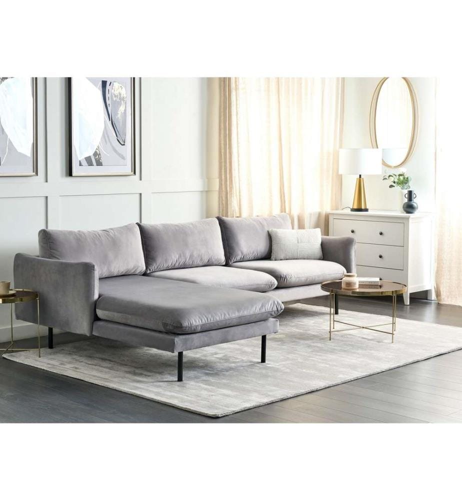 Samt Ecksofa Grau