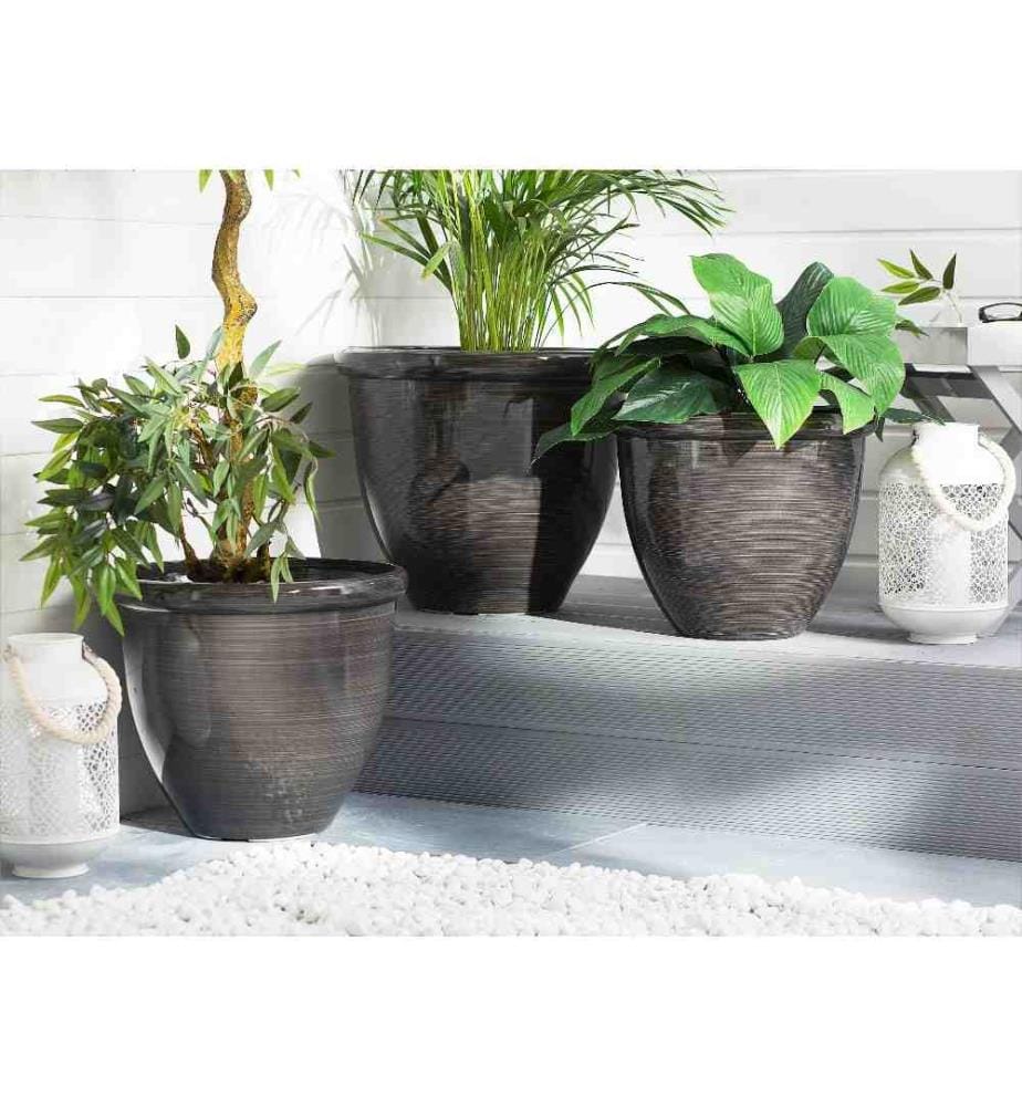 Grand Cache-Pot Rond Marron, Diamètre 40 cm en M… | DeinDeal