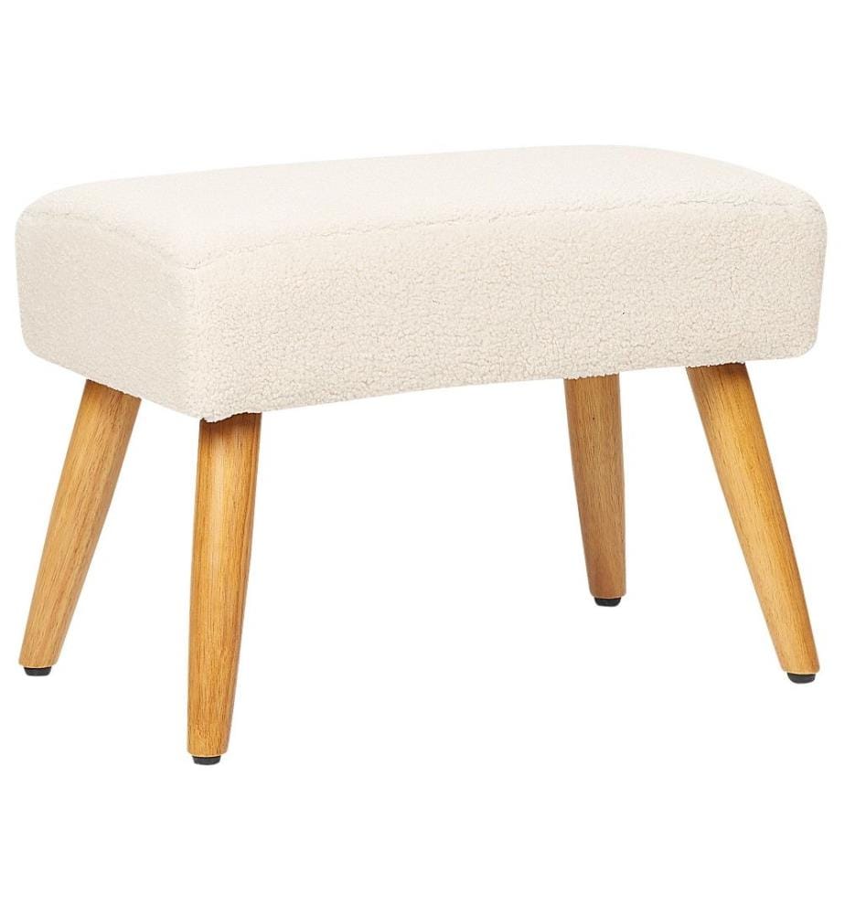 Hocker Beige Bouclé mit Holzbeinen Rechteckig Mo… | DeinDeal