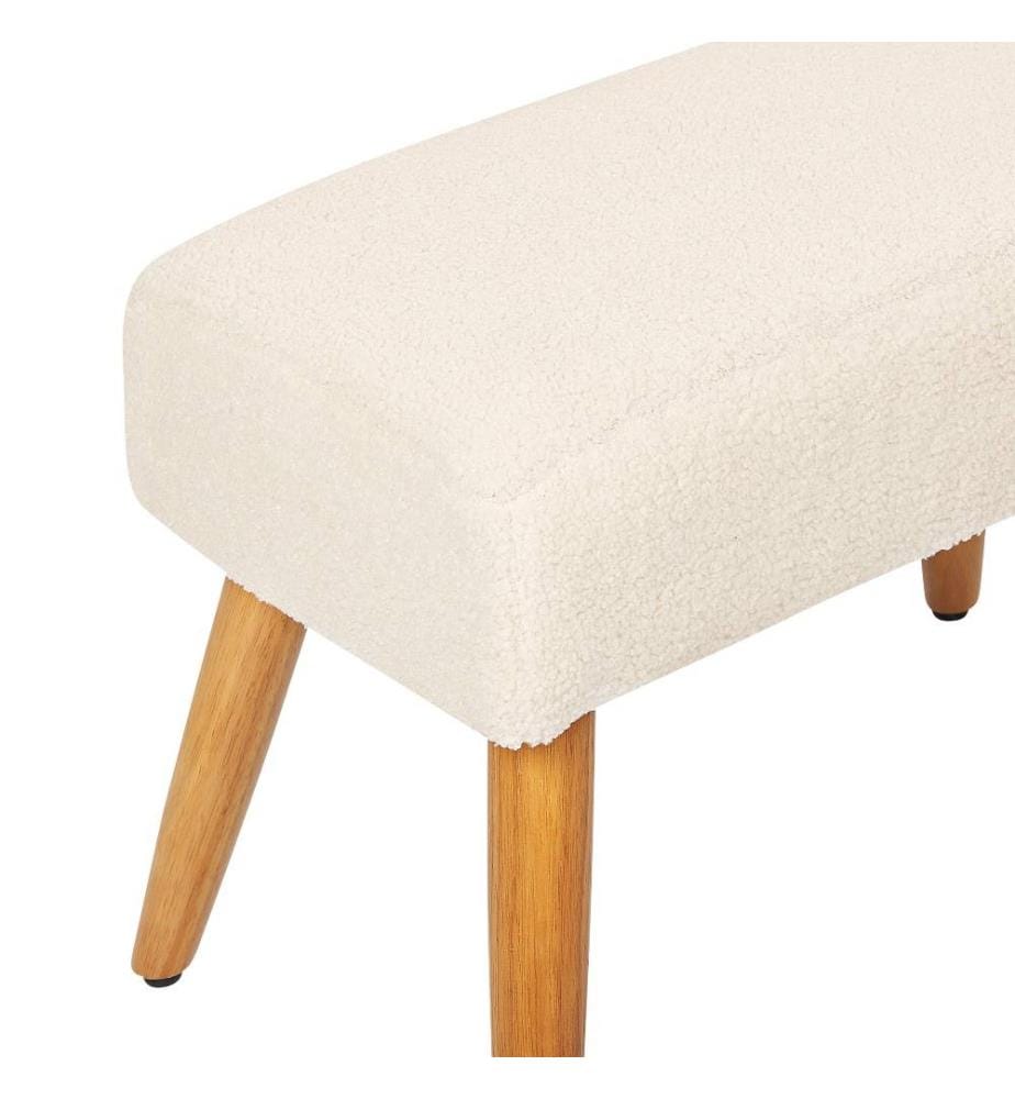 Hocker Beige Bouclé mit Holzbeinen Rechteckig Mo… | DeinDeal