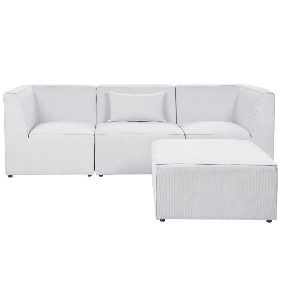 Sofa mit Ottomane Cremeweiss Polsterbezug aus Co… | DeinDeal
