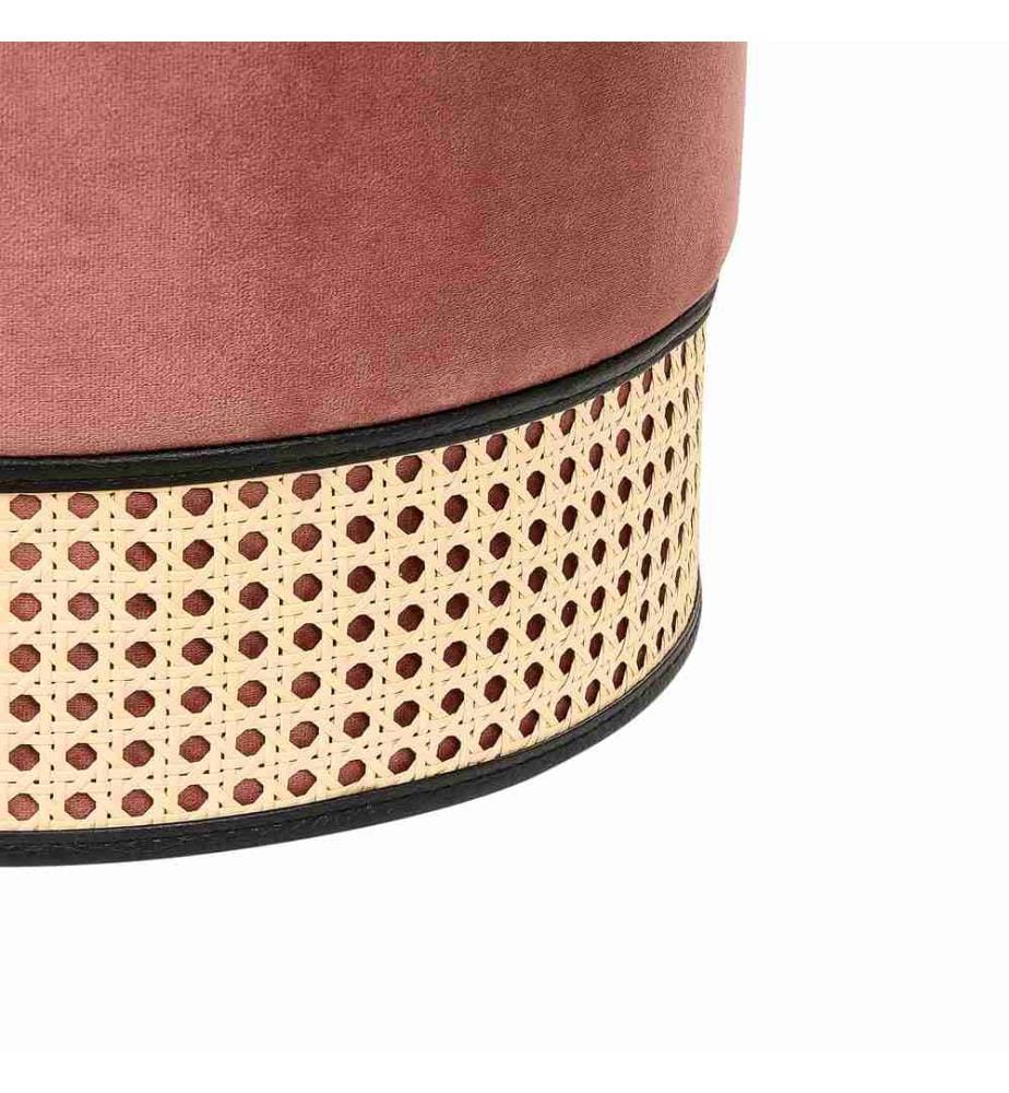 Pouf Rosa Samt ? 35 cm mit Wiener-Geflecht Rund … | DeinDeal