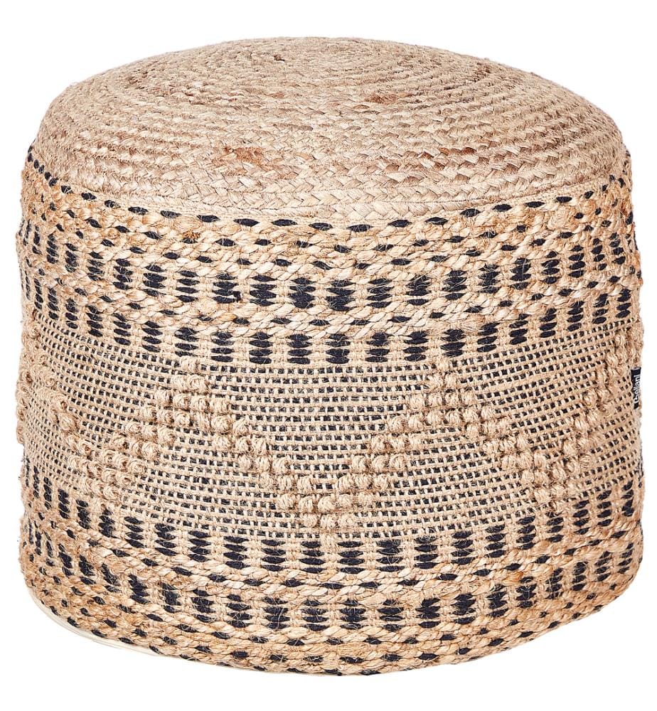 Pouf Ottomane Beige Schwarz Jute Baumwolle 50 x … | DeinDeal