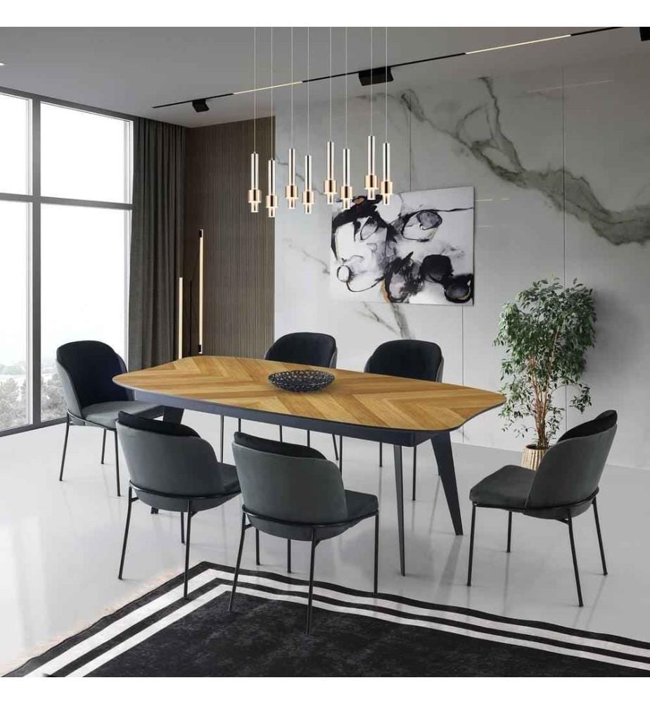 KALUNE DESIGN Dining Table, Oak Black, MDF Paint… | DeinDeal