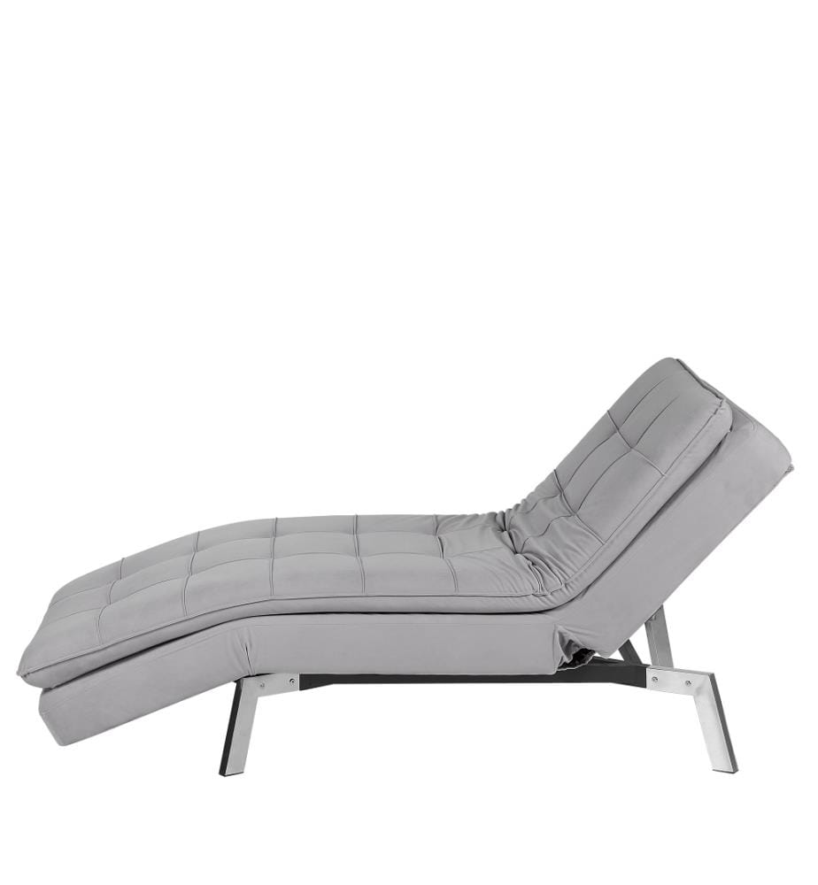 Chaiselongue Grau Samtstoff mit verstellbarem Ko… | DeinDeal