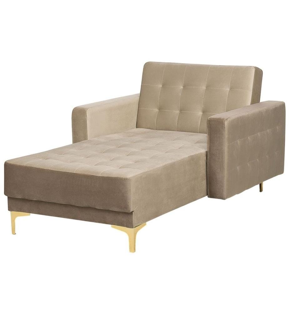 Chaiselongue Universal Beige Samtstoff Metallfüs… | DeinDeal
