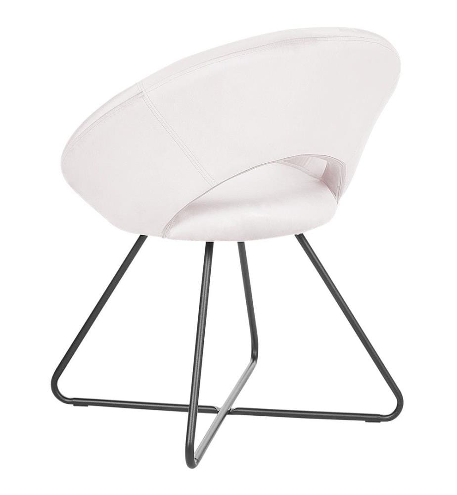 Sessel Beige Samt Rund mit Schwarzem Metallgeste… | DeinDeal